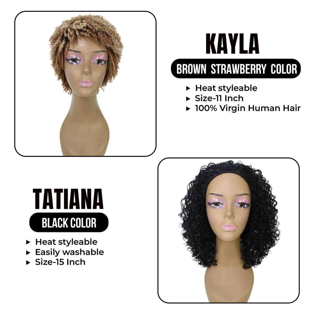 Perfect Pair Bundle: Kayla 11-Inch Short Spiral Curls Wig & Tatiana 15 ...